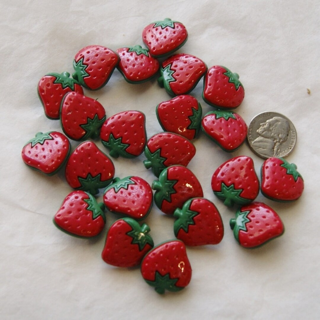 5 Red Strawberry Buttons, 7/8" Shank Back Button (SB 15) - Etsy