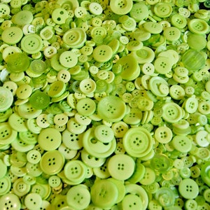 100 Lime Green Mix Buttons, Bright Lime Green, Assorted Sizes, Sewing ...