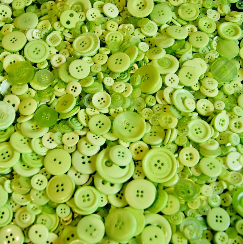 100 Lime Green Mix Buttons, Bright Lime Green, Assorted Sizes, Sewing ...
