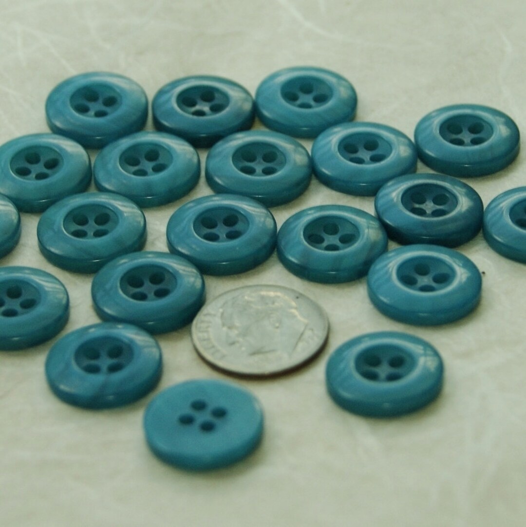 20 Blue Teal Turquoise Buttons, 5/8" , Two Tone Matching Buttons 4 Hole ...