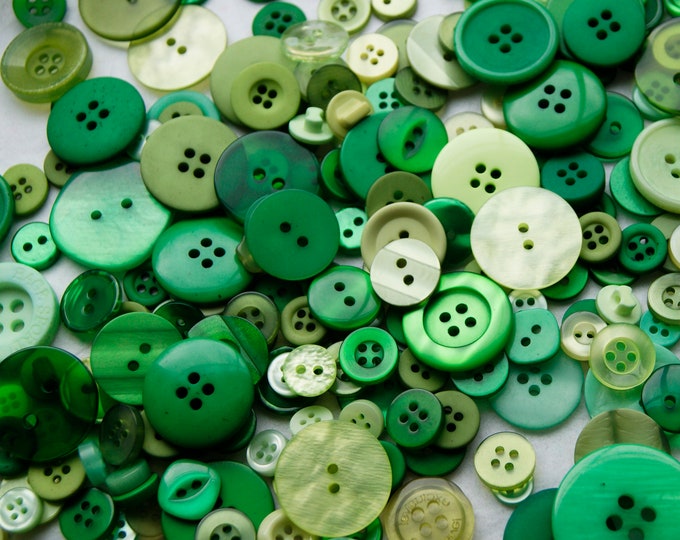 100 Green Mix Buttons, Rain Forest Mix, Assorted Buttons, Sewing ...