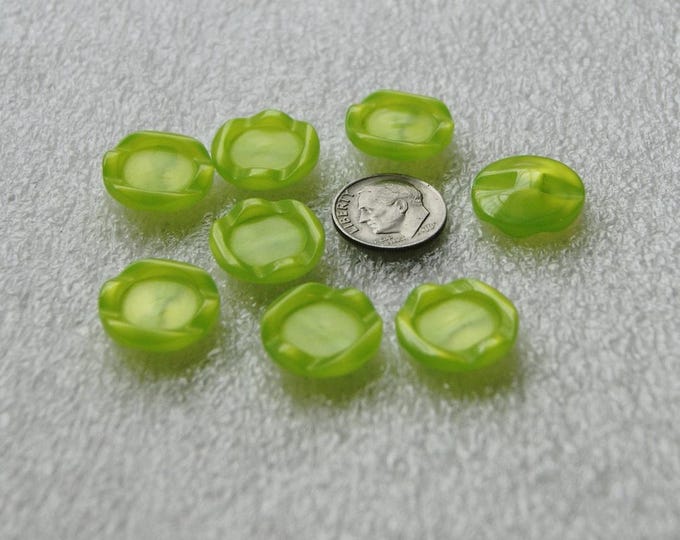 8 Lime Green Buttons, 11/16" Shiny, Tunnel Back Matching Buttons (SB ...