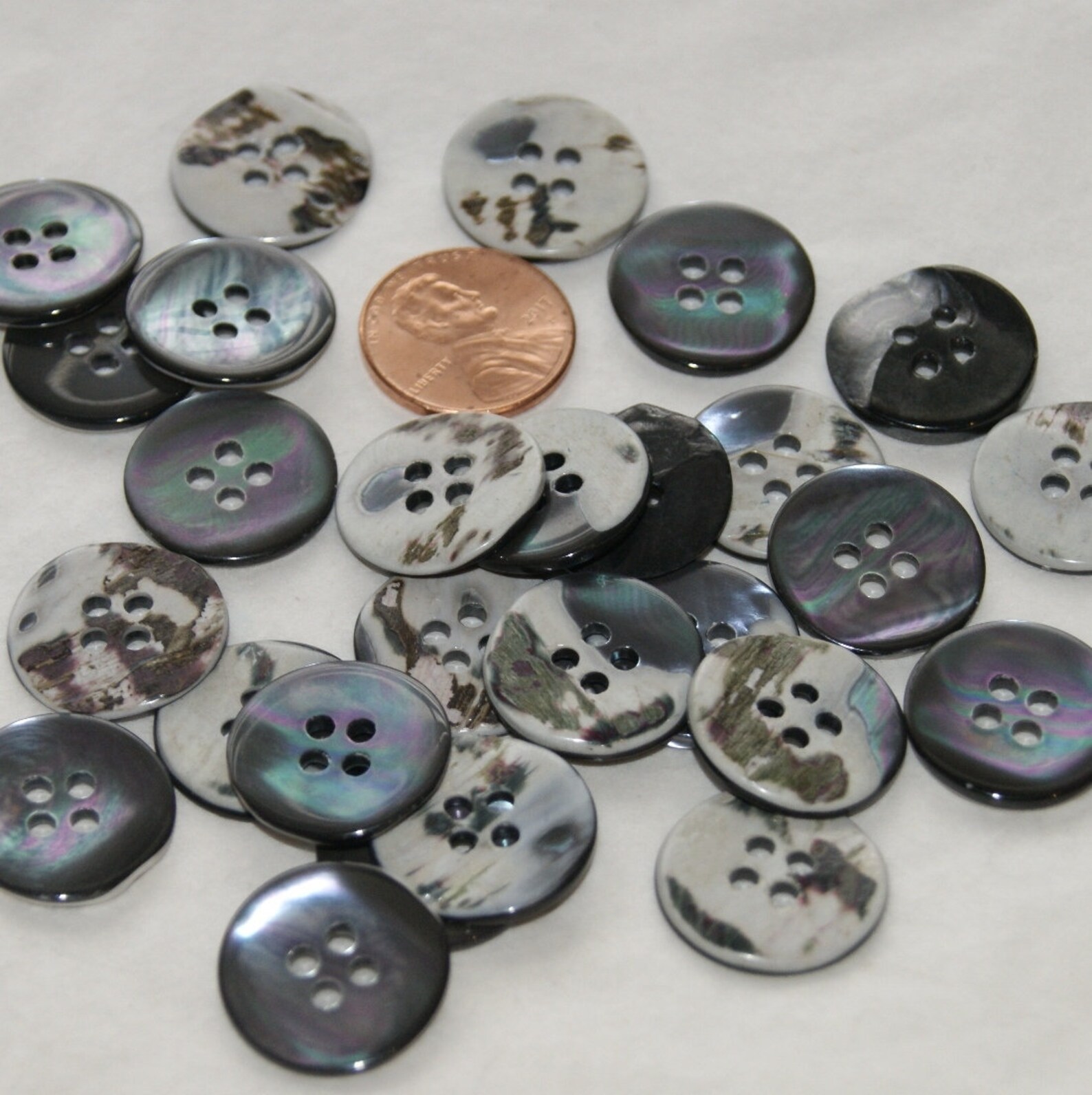 27 Grey Shell Buttons, 4 Hole Sewing Button, Craft Button, Jewelry AT ...