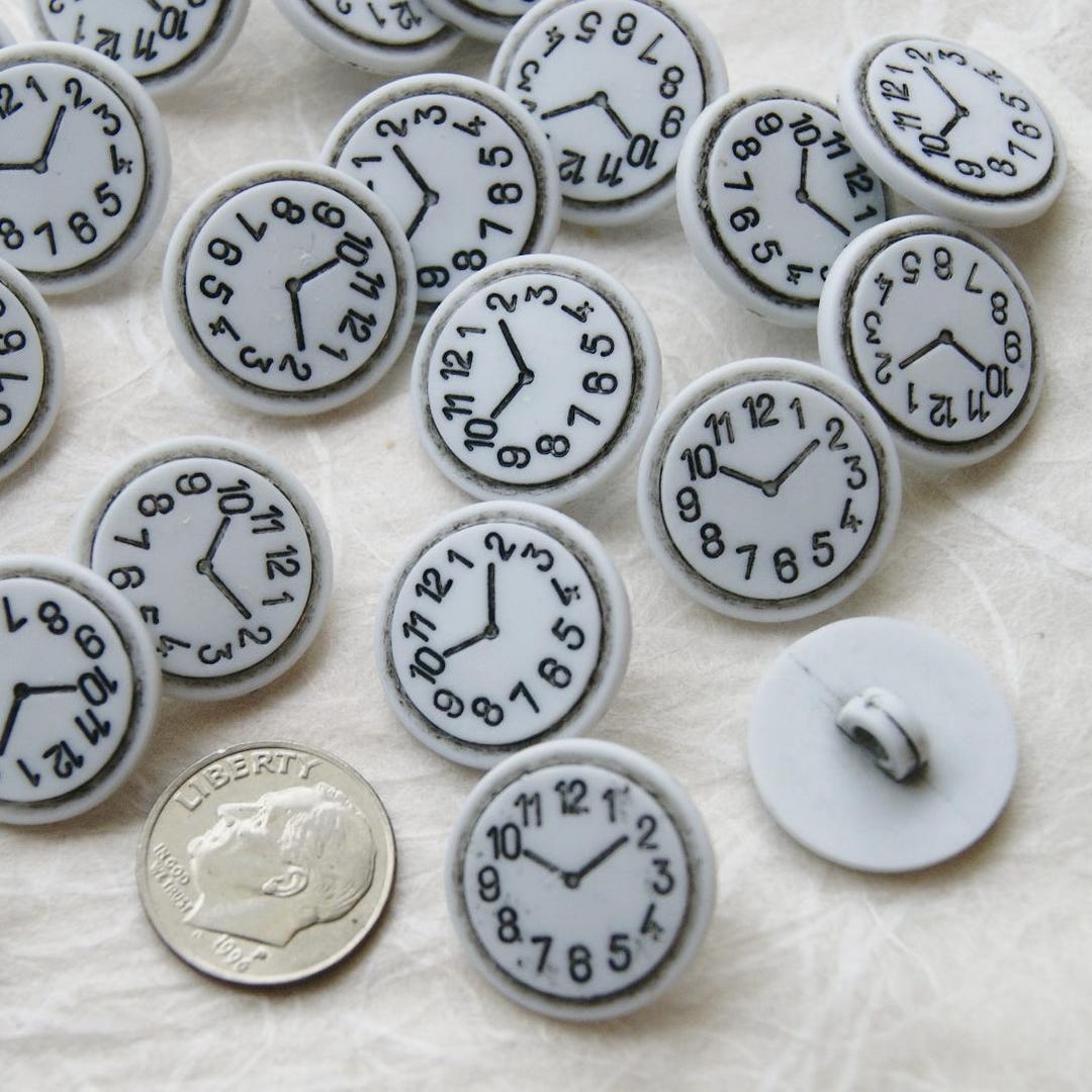 5 Clock Face Buttons, 3/4" Matching, Shank Back (SB 506) - Etsy