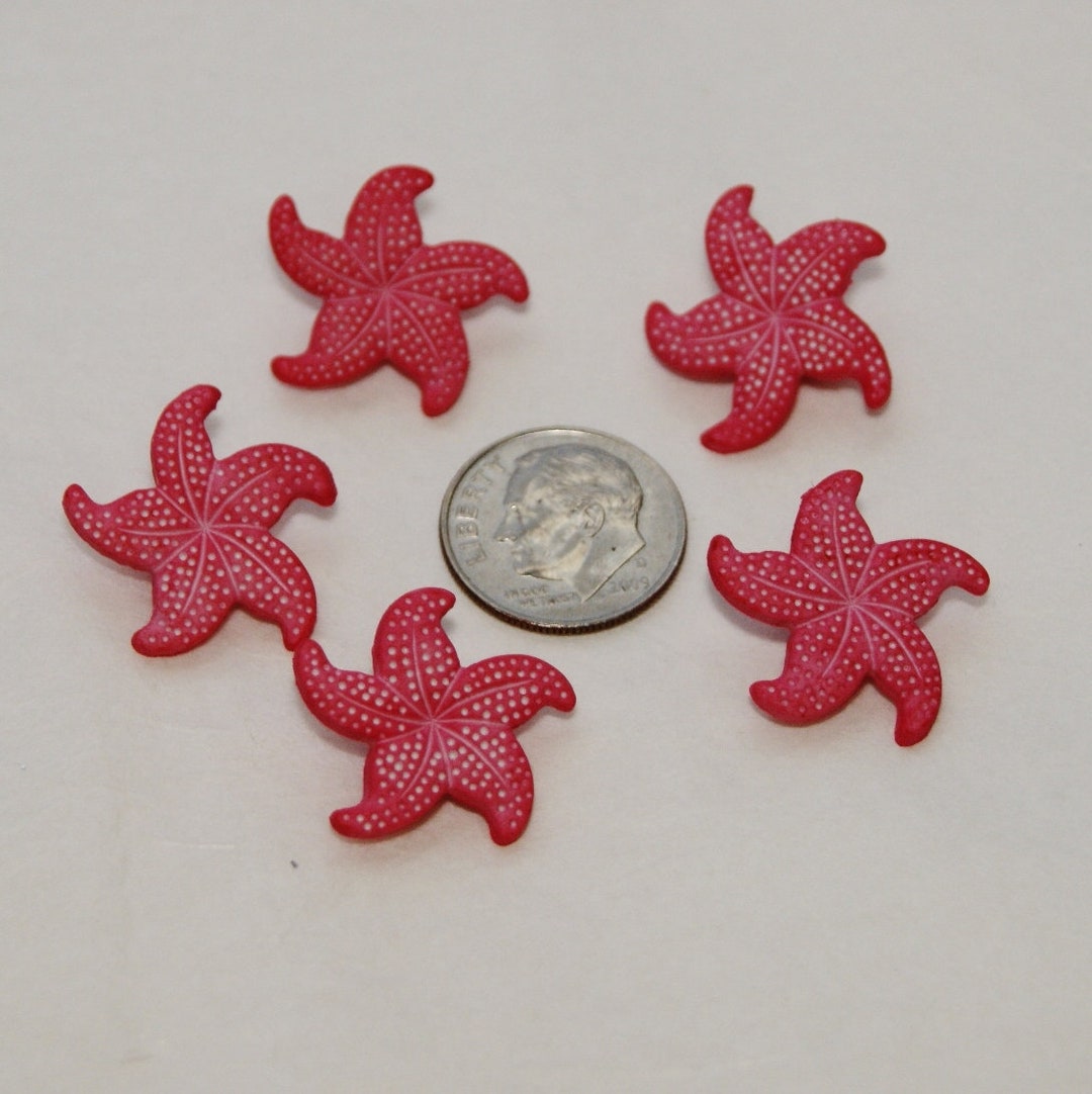 5 Starfish Buttons, Salmon Pink, Shank Back Buttons, Beach Theme (ii 2 ...