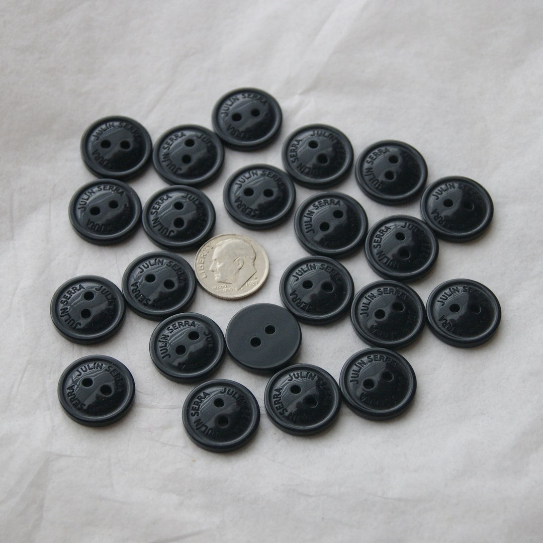 22 Black Buttons 11/16 , 2 hole, Sewing Button, Craft Buttons AD 152 ...