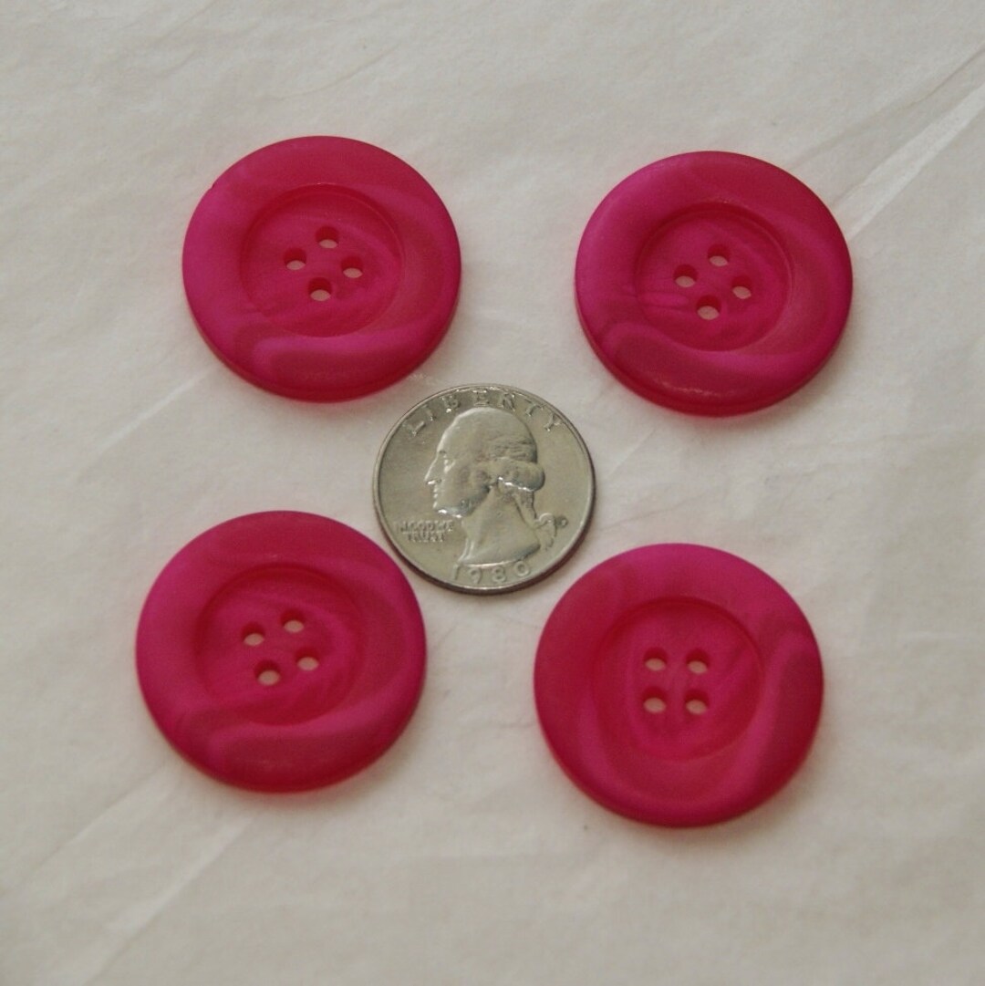 4 Large Pink Buttons Two Tone Hot Pink 1 1/4 4 Hole - Etsy
