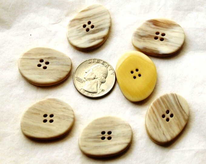 7 Faux Stone Bone Buttons, 1 1/4" X 7/8" Matching Buttons (at 154) - Etsy