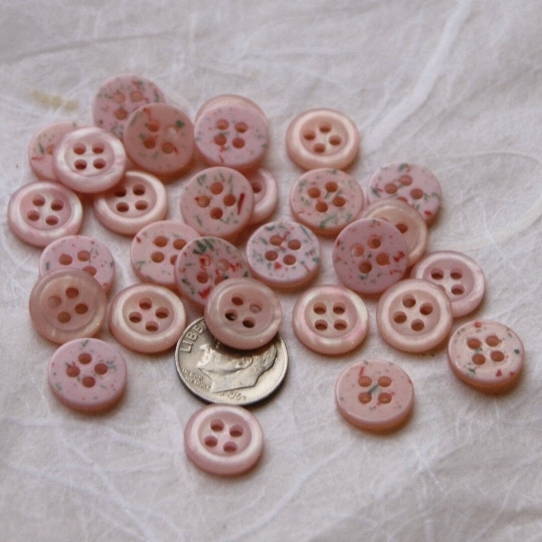 29 Pink Buttons, 1/2", 4 Hole, Pink With Multi Color Back, Matching ...