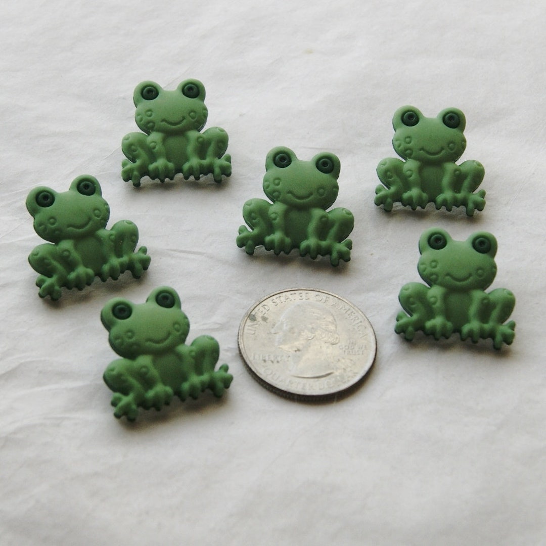 5 Buttons Frog Buttons Green Frog Buttons Shank JJ 18 - Etsy
