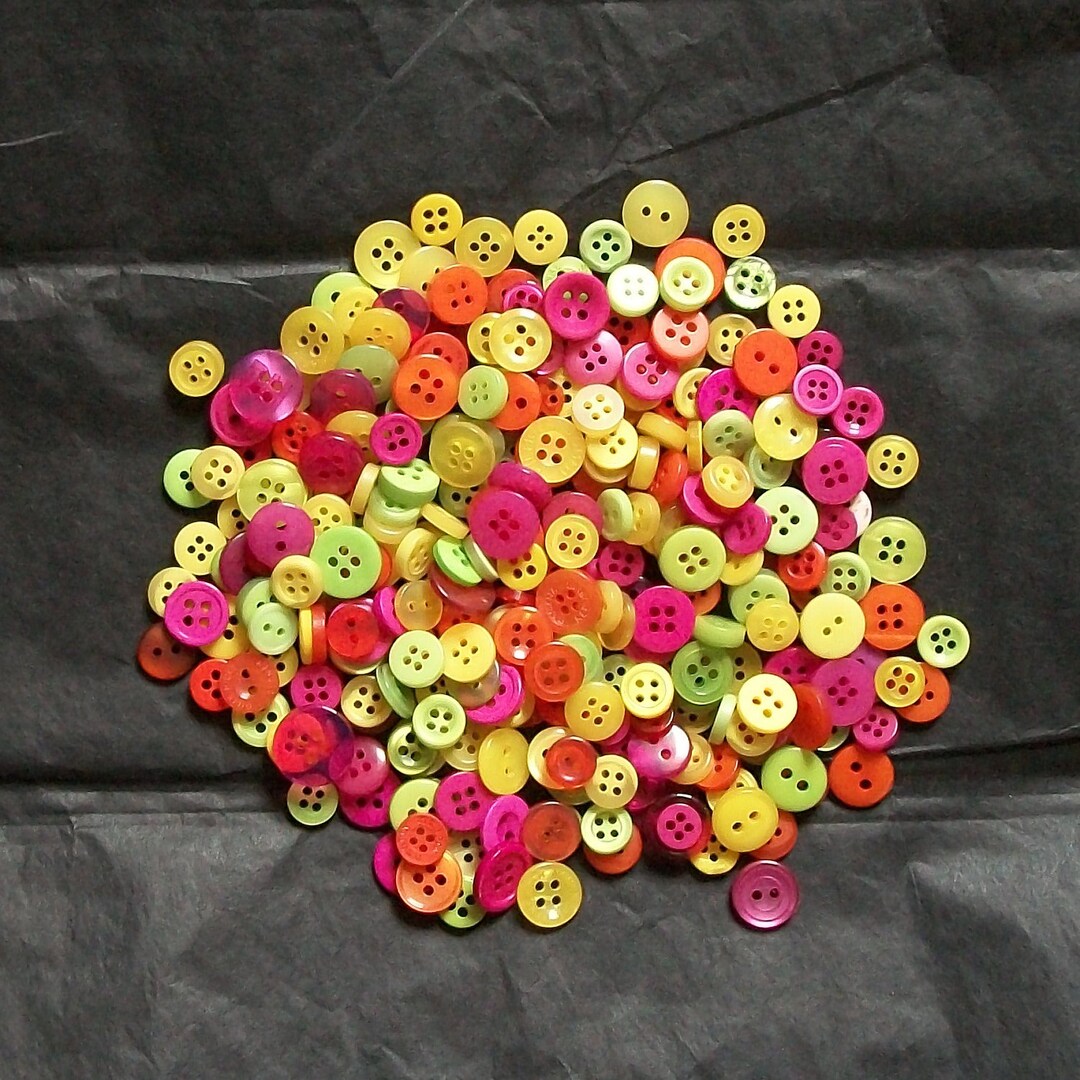 100 Button Smalls, Bright Tropic Colors, Sewing, Grab Bag, Crafting ...