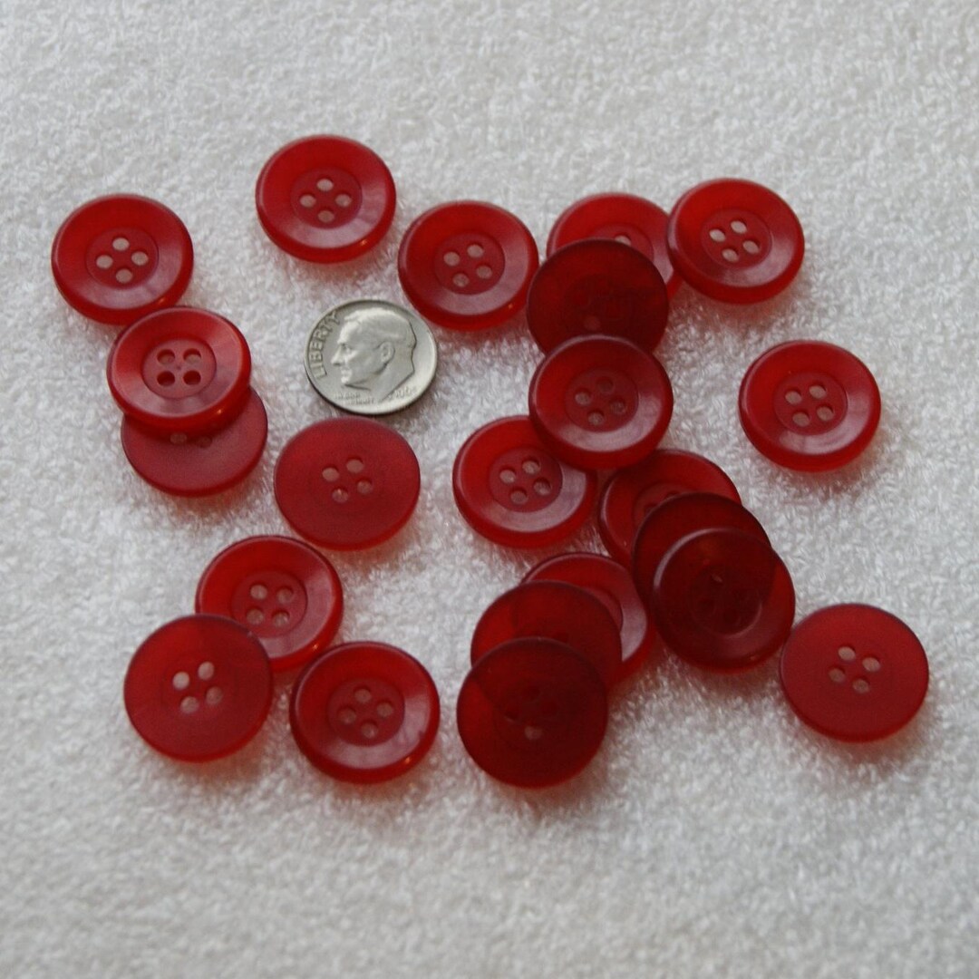 22 Red Buttons, 3/4", 4 Hole Pearled Slip Rim Matching Buttons ( SB 706 ...