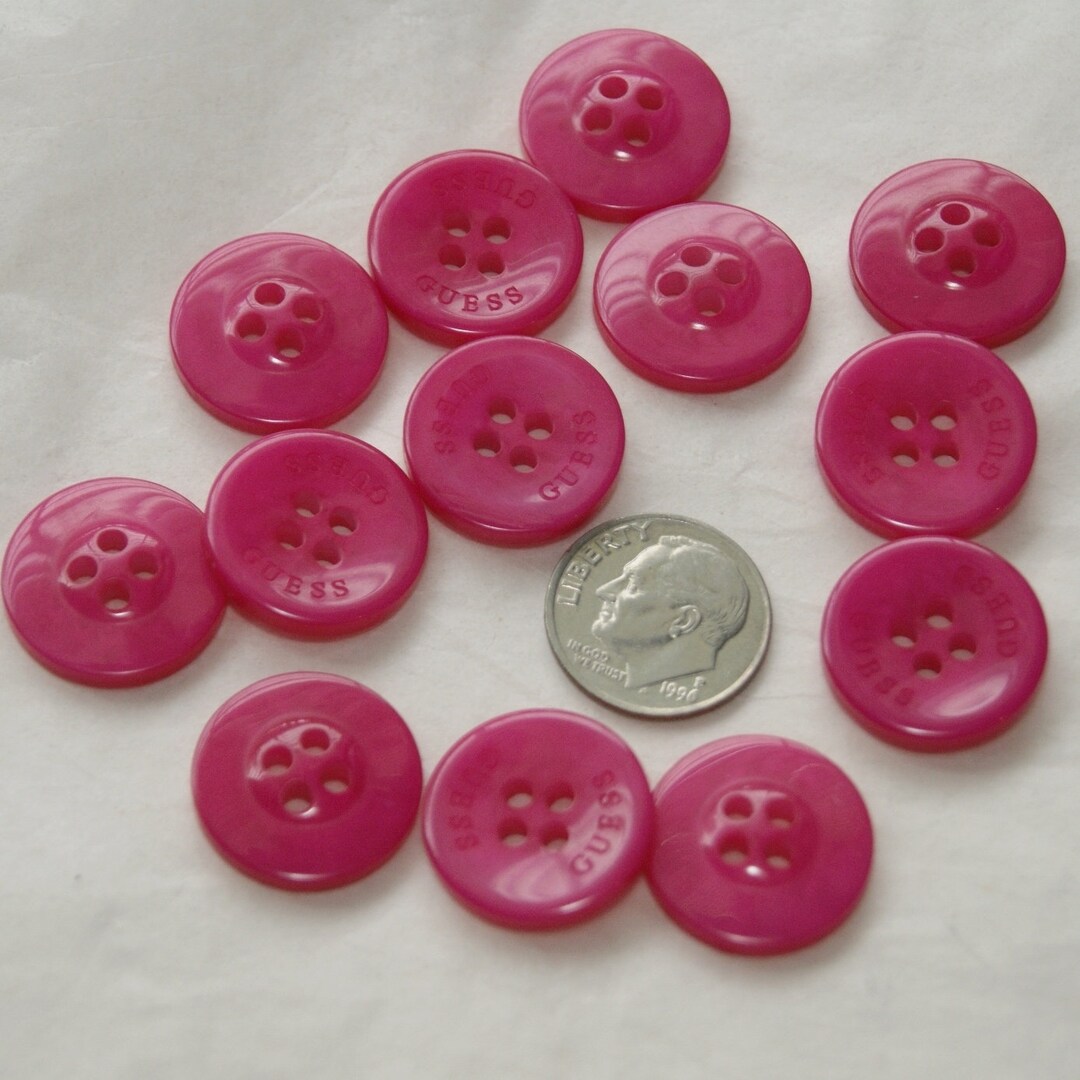 13 Pink Buttons, 13/16" 4 Hole Bright Pink, 2 Tone Swirled Hot Pink ...