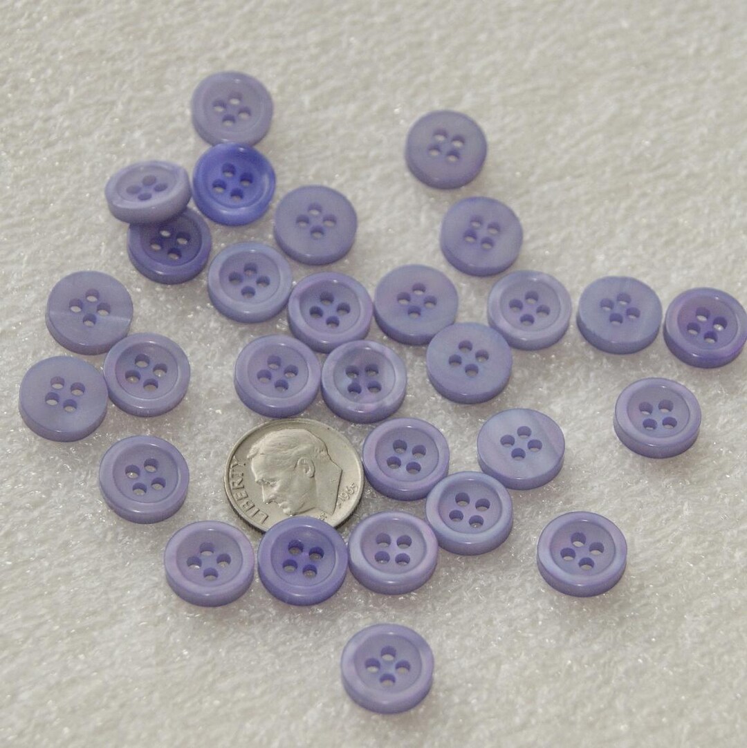 29 Lavender Buttons, 7/16" Buttons, 4 Hole Sewing, Iridized Matching ...