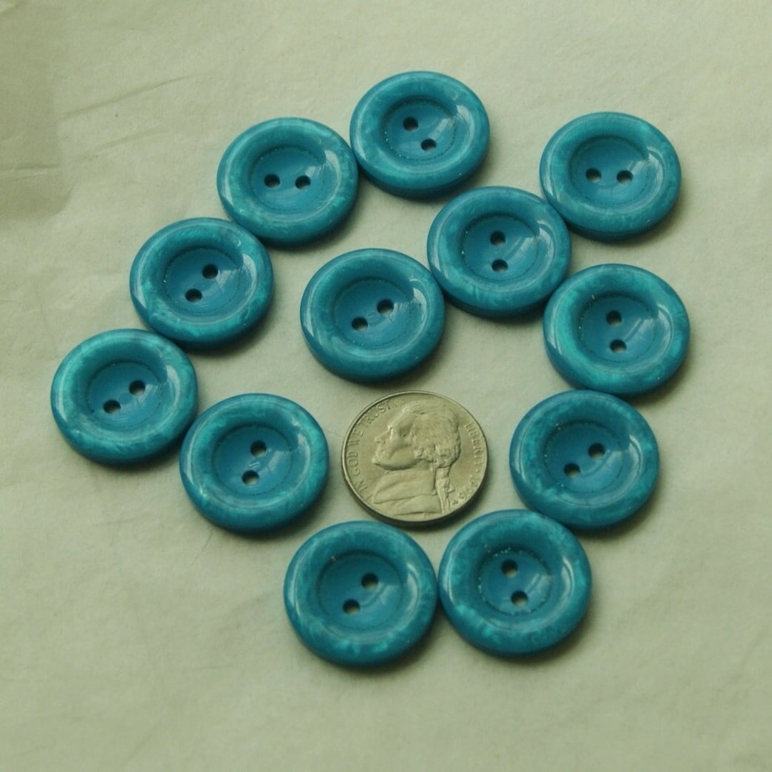 12 Blue Teal Turquoise Buttons, 7/8 Matching Buttons Crafting Jewelry ...