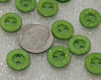 18 Glittering Green Buttons, Glitter Sparkle Button 5/8" Matching ...