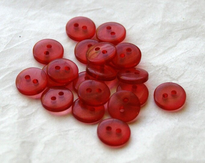 20 Red Clear Buttons, 7/16" Clear Red Buttons, 2 Hole, Matching Buttons ...