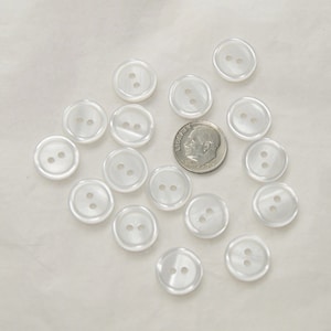20 White Buttons, Pearled White 9/16, 2 Hole Sewing, Jewelry Create EE ...