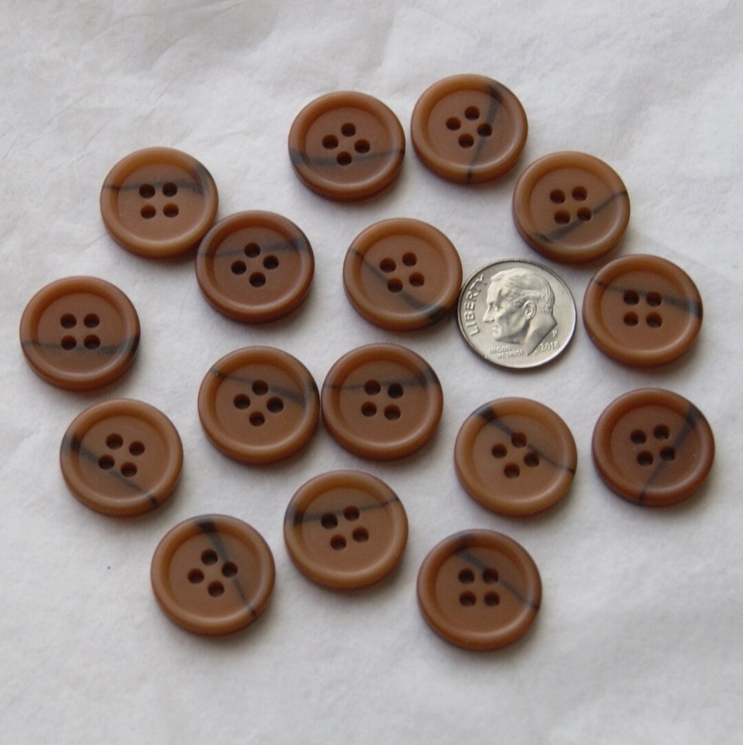 16 Brown Buttons, 4 Hole Sew Through, Brown Matching Buttons, Brown ...