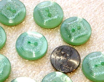 18 Glittering Green Buttons, Glitter Sparkle Button 5/8" Matching ...