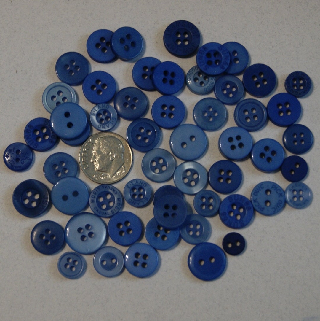 Blue Buttons 50 Small Round Buttons Grab Bag Crafting Jewelry Collect ...