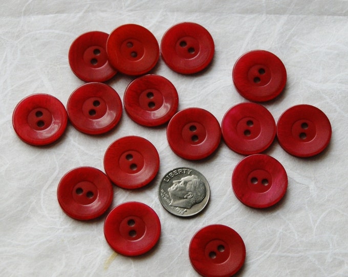 15 Red Buttons, 3/4", 2 Hole Pearled Slip Rim Matching Buttons ( SB 299 ...