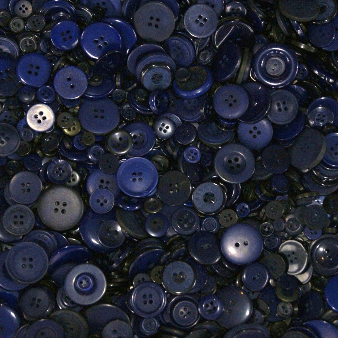 100 Dark Deep NAVY BLUE Assorted Buttons, Assorted Size Mix Grab Bag ...