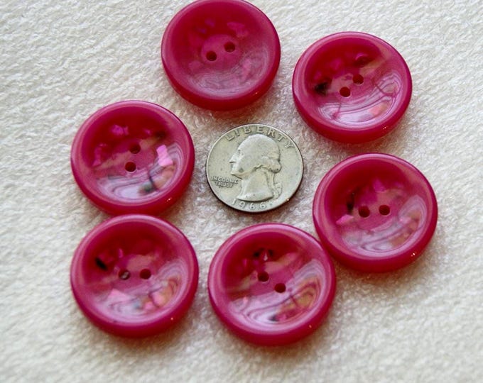 6 Pink Buttons Pink, 1 1/4", 2 Hole, Embedded Shell Sewing, Crafting ...