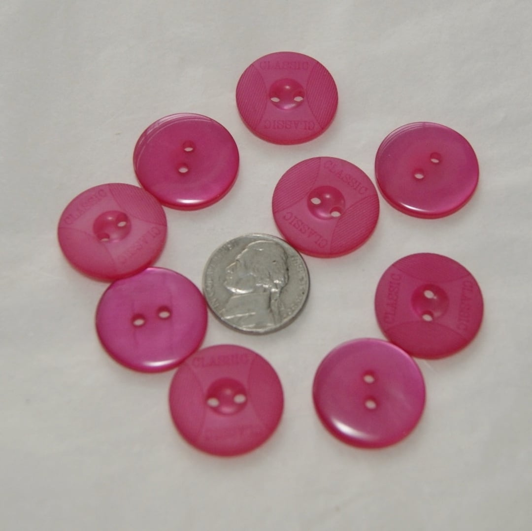 9 Hot Pink Buttons Bright Pink 7/8 4 Hole Satin - Etsy