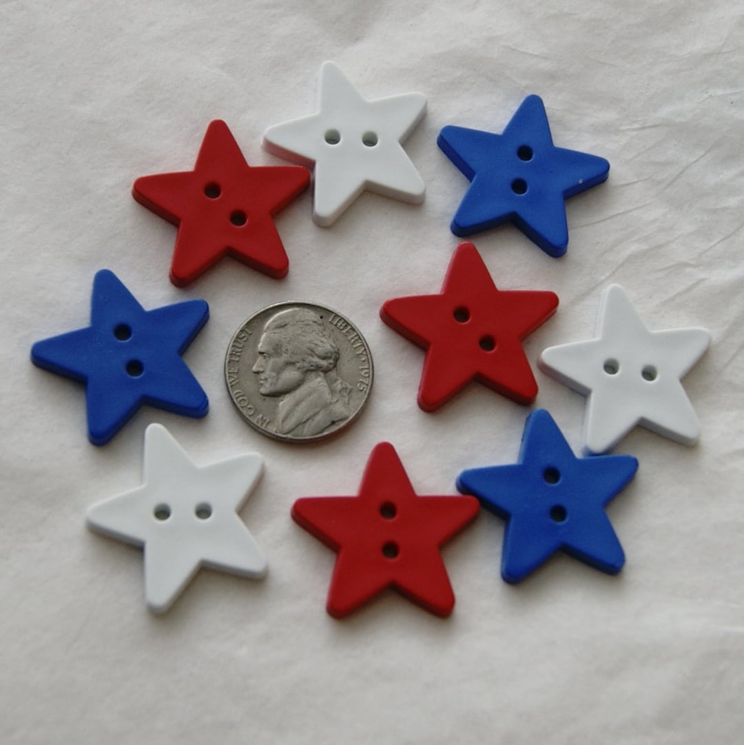 9 Star Buttons 1 Buttons Red White Blue Patriotic Star - Etsy