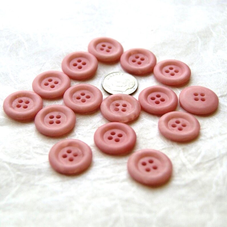 15 Pink Buttons 3/4", Matte, 4 Hole Rimmed, Matching Buttons Crafting ...