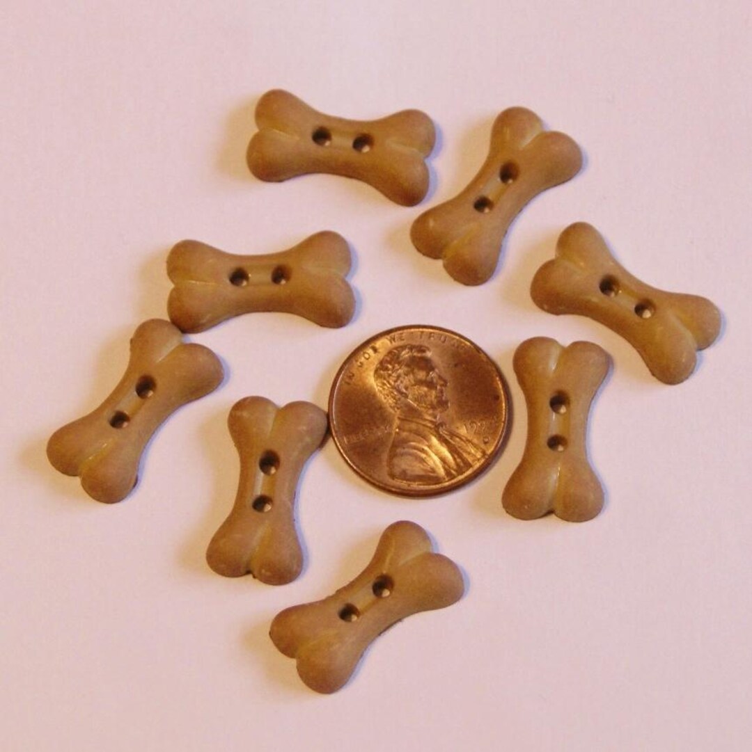8 Dog Bone Buttons, 13/16" Brown Bones, Sew Through, Brown Dog Bones (K ...