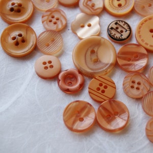 45 Buttons, Collection of Sizes, Shapes and Patterns, Coral Orange ...