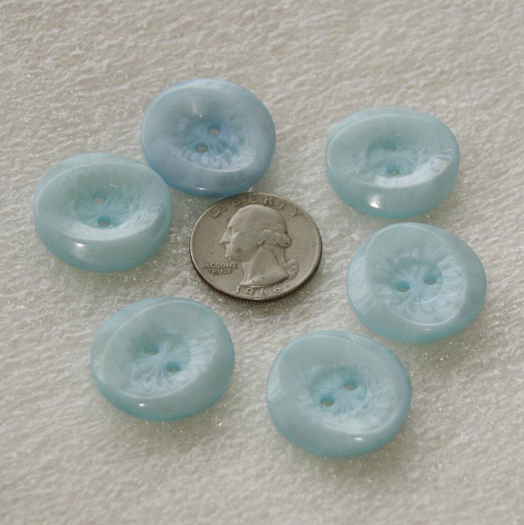 5 Blue Buttons, 1" Two Tone Matching Buttons Crafting Jewelry Collect ...