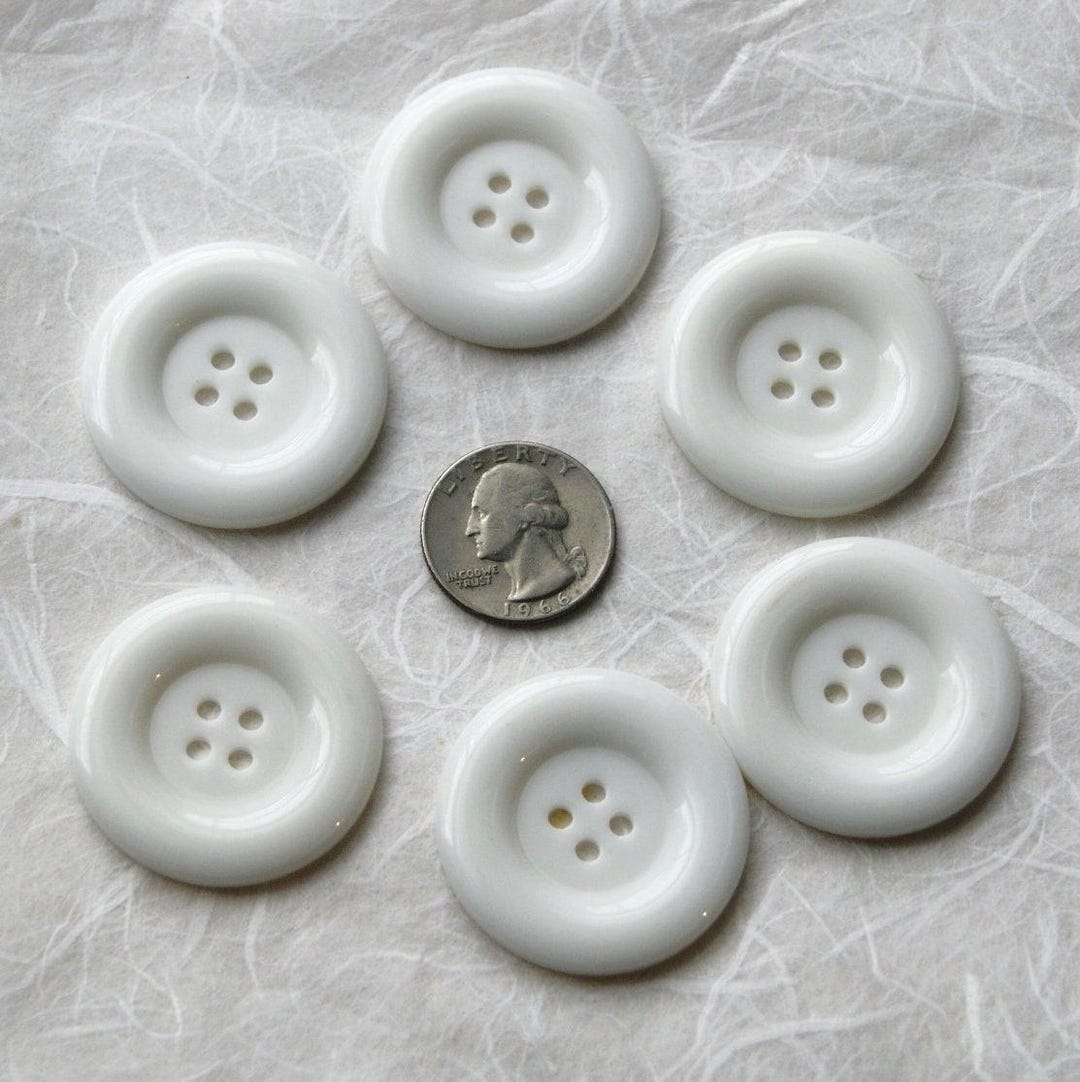 6 White Buttons 1 1/2" Large Buttons, Wide Rim, Crafting, Sewing, Jewelry Create (F 74) - Etsy