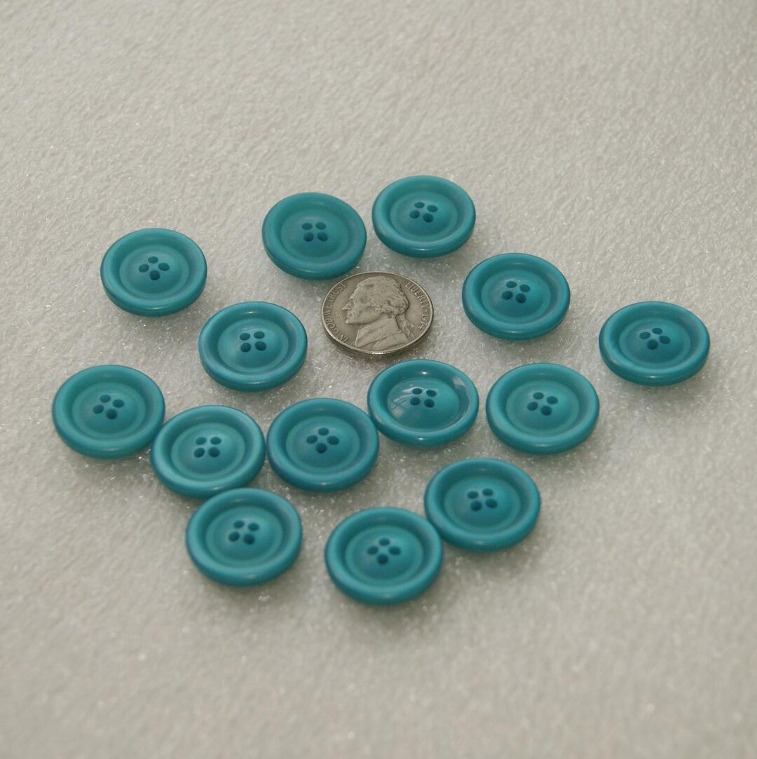 14 Blue Teal Turquoise Buttons, 13/16" Matching Buttons Crafting ...