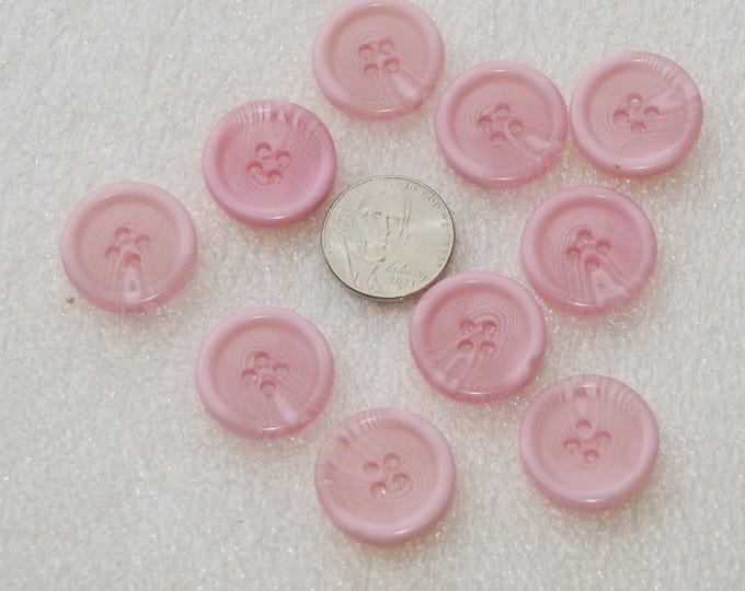 10 Pink Buttons, Pink Swirled Matching Buttons, 7/8", 4 Hole Sewing ...