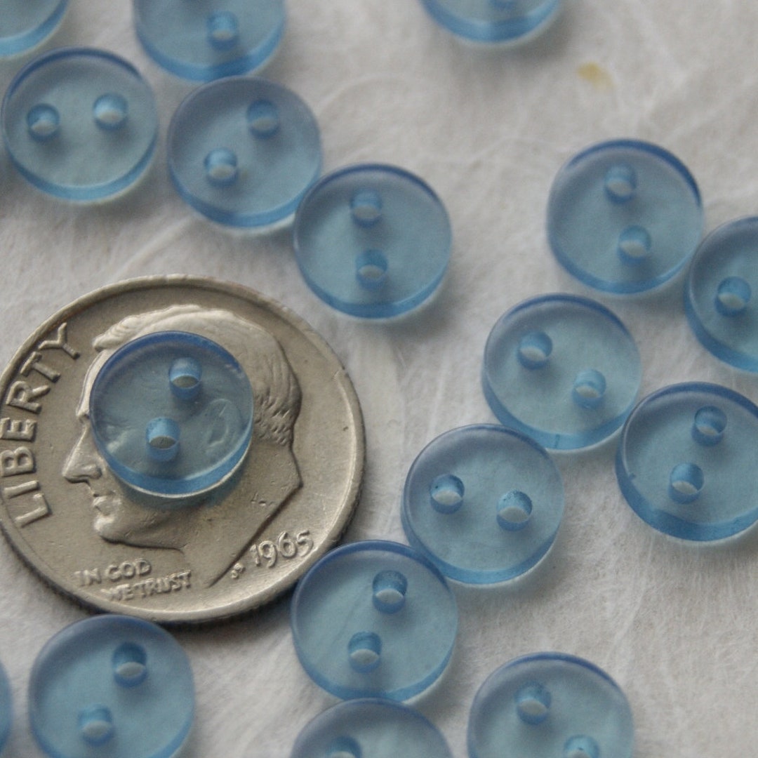 34 Clear Blue Buttons, Tiny Matching 5/16" Translucent , Sewing ...