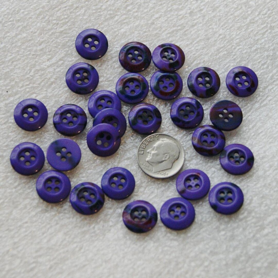 30 Purple Buttons, Two Tone Shades of Dark Purple 1/2", 4 Hole ...