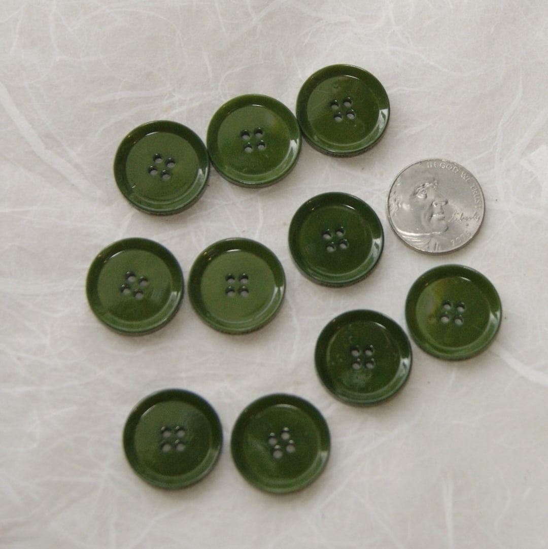 10 Buttons, Green Matching Buttons, 7/8", Avocado Olive Green, Shiny ...