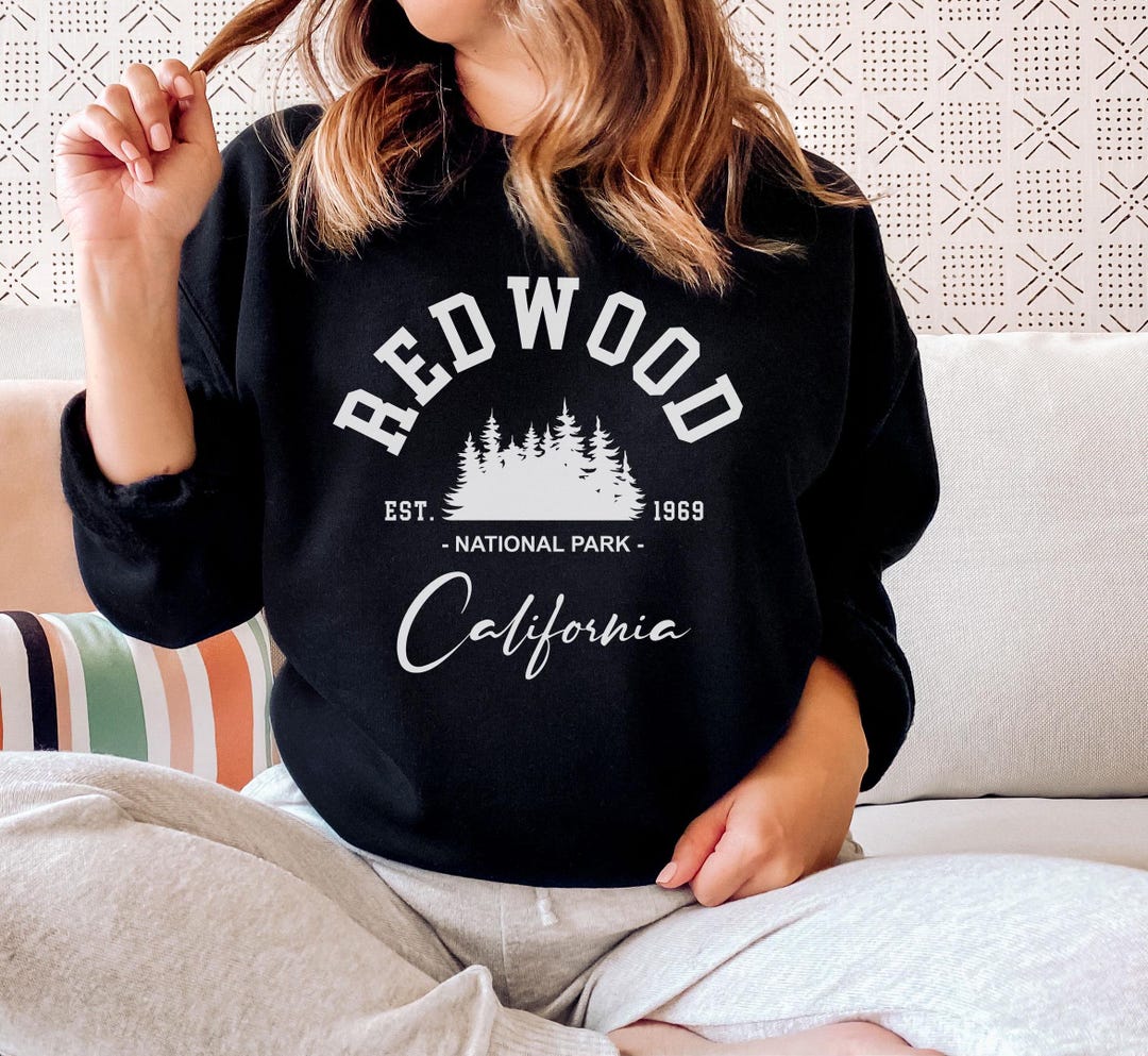 Redwood Sweatshirt, Redwood National Park California Retro Redwood ...