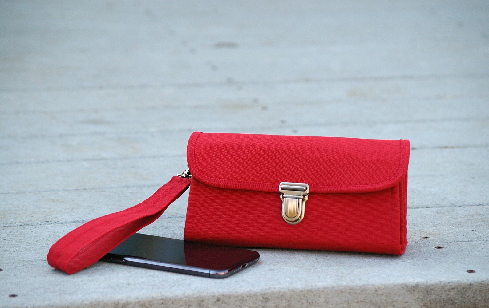 Red wallet clutch Roomy big wallet for passport phone and | Etsy