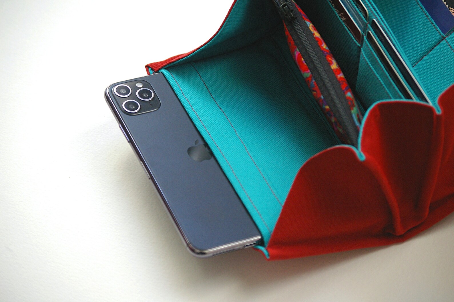 Red wallet clutch Roomy big wallet for passport phone and | Etsy