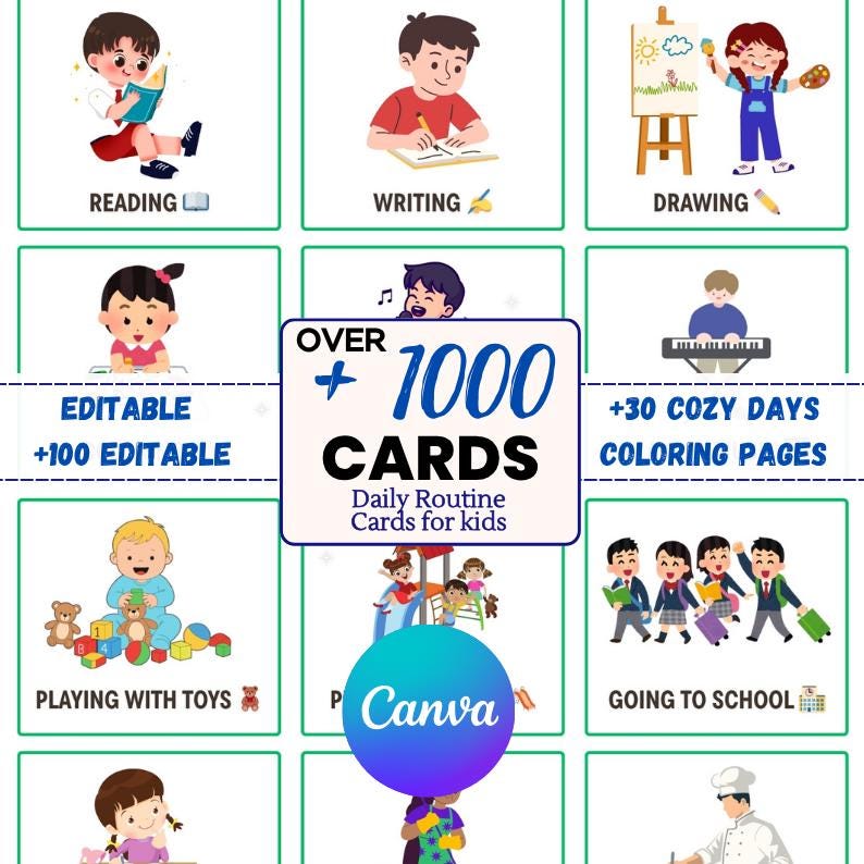 Daily Routine Cards Chart for Kids Toddler Routine Visual Schedule ...