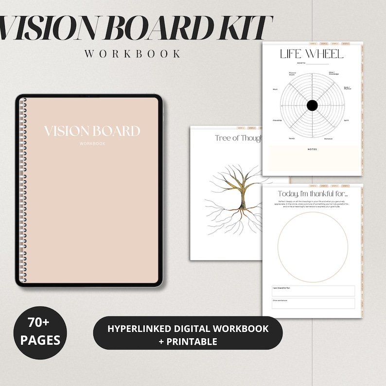 Vision Board Printable Workbook & Template | Manifestation Guide | Law ...