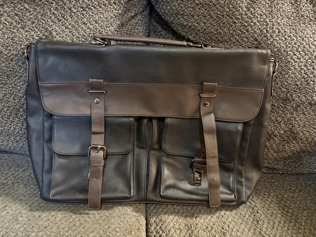 Vintage Leather Briefcase Thick Strong Leather Worn in Messenger Bag ...