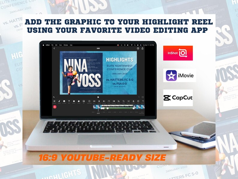 Sports Highlight Video Intro Graphic | Editable Canva Template ...