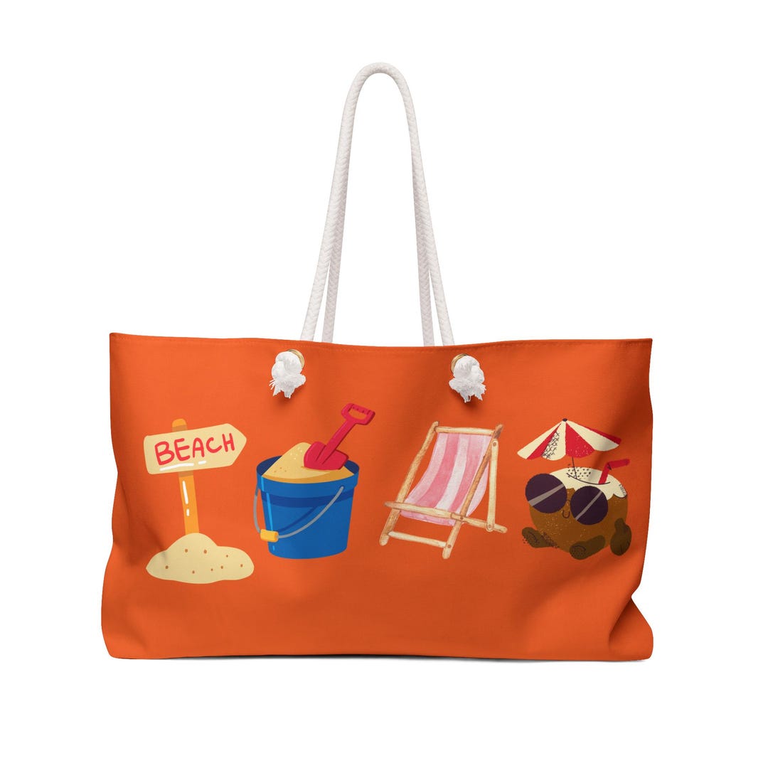 Orange Beach Weekender Bag: Summer Travel Tote, Durable Polyester - Etsy