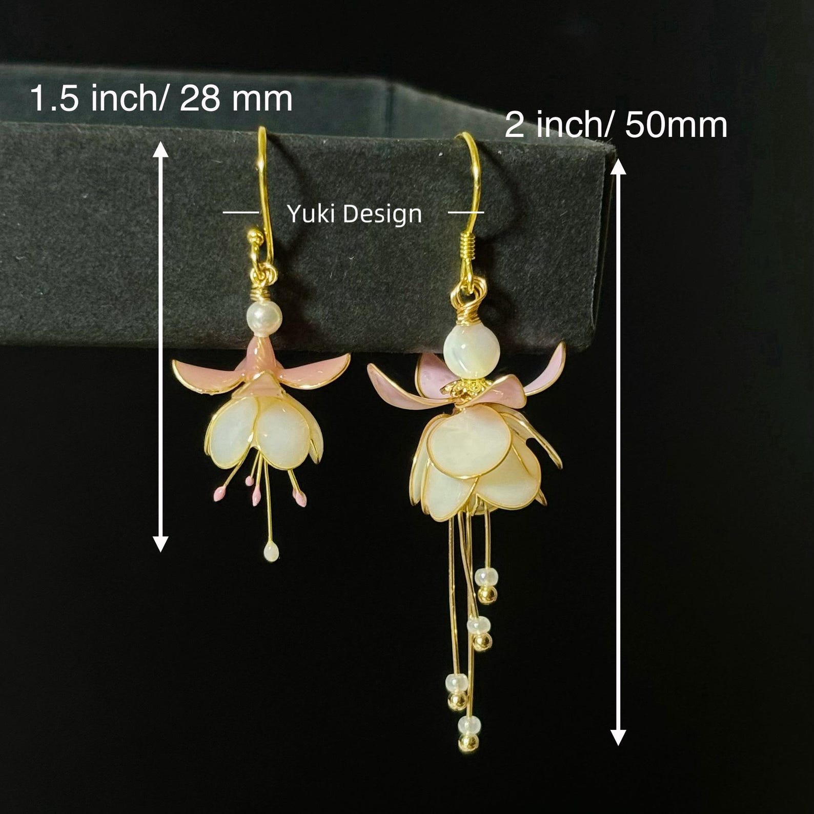Fuchsia Flower Dangle Earrings | Gold Vermeil, Sterling Silver - Etsy