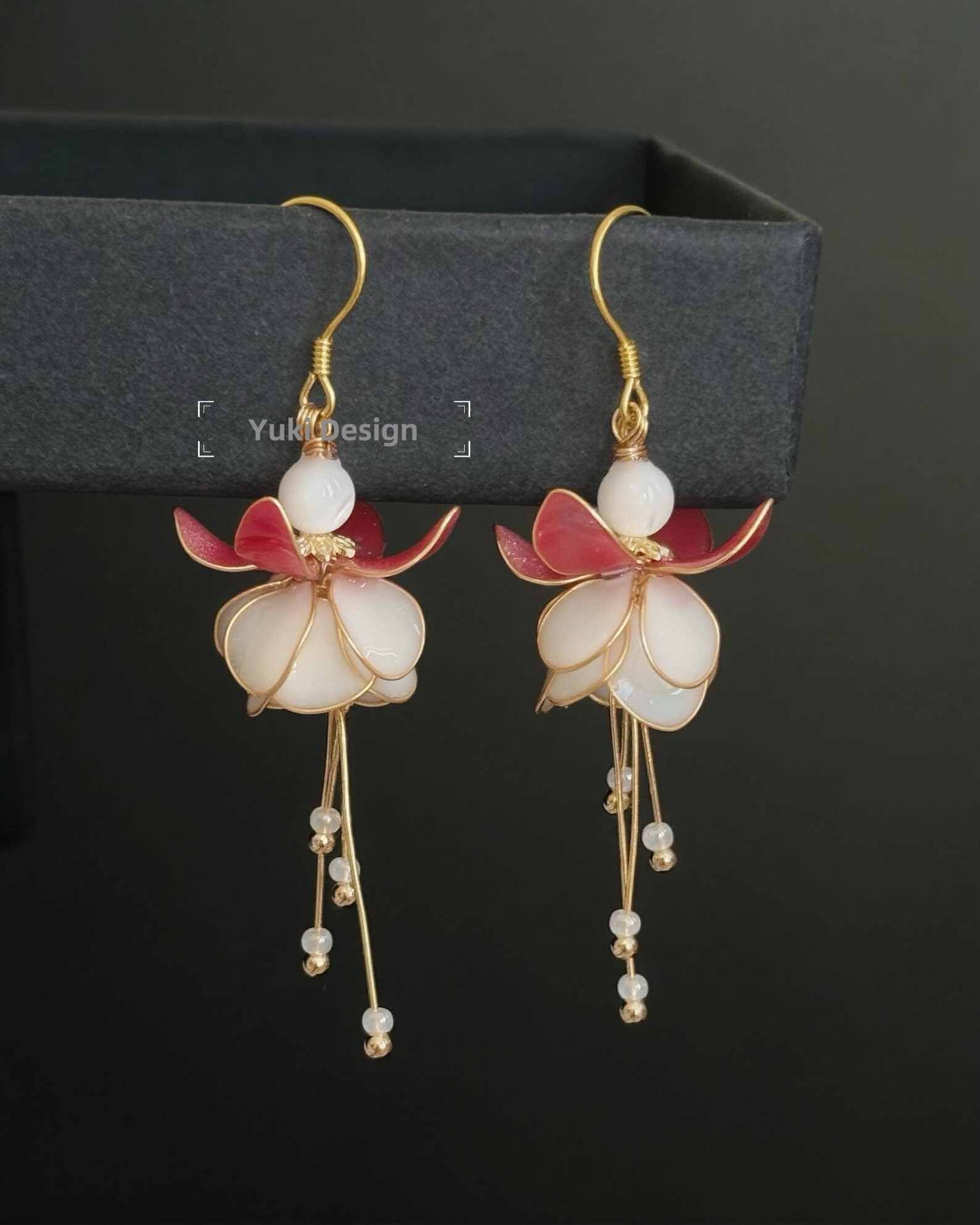 Fuchsia Flower Dangle Earrings | Gold Vermeil, Sterling Silver - Etsy